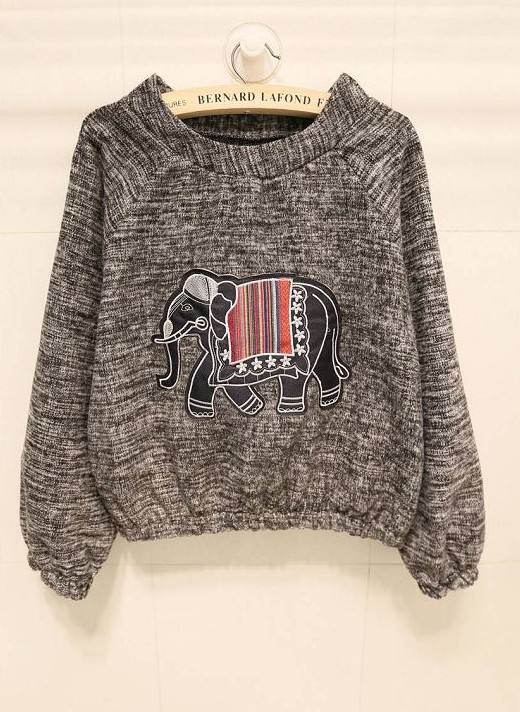Patch Ethnic Baby Elephant Sweater on Luulla